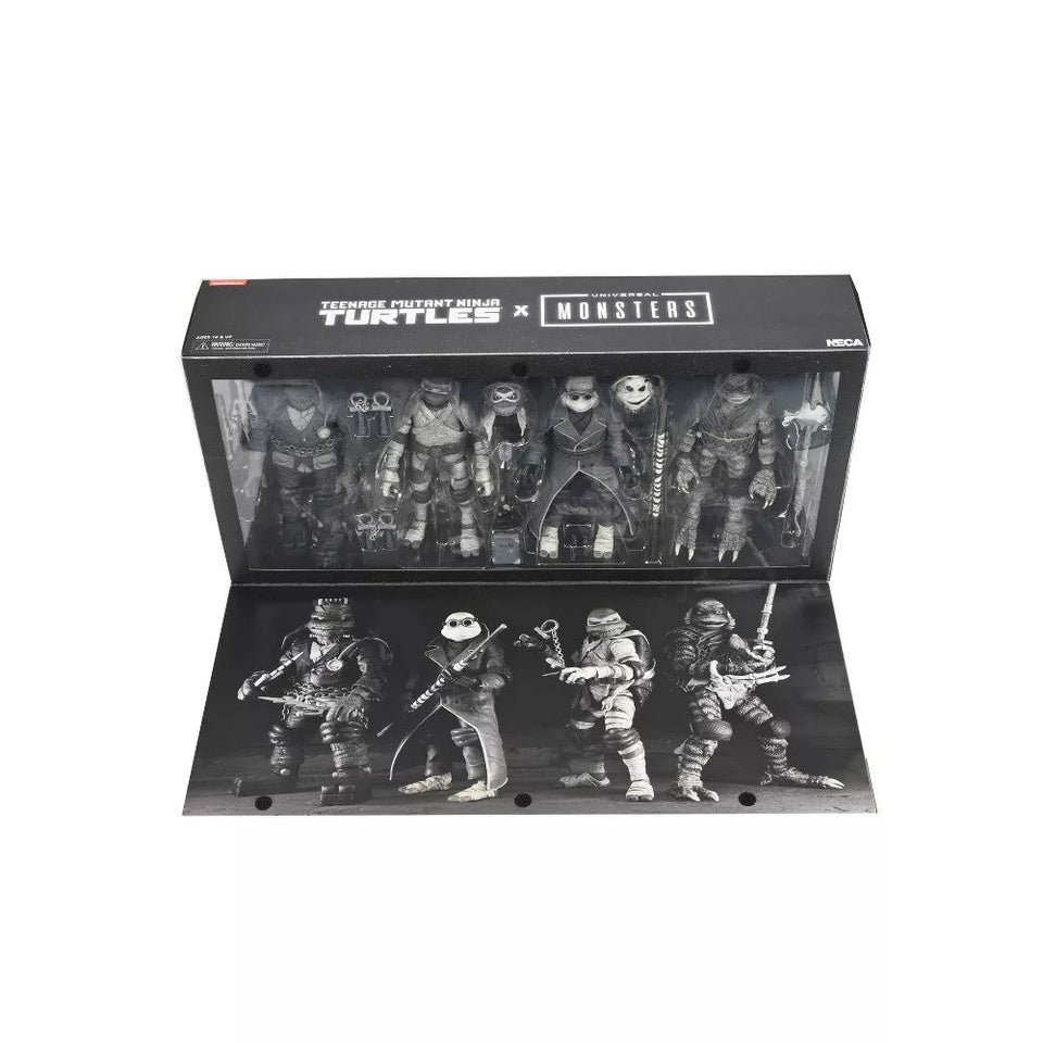 Universal Monsters x TMNT: Black & White Turtles 4 Pack - 7" Scale ...